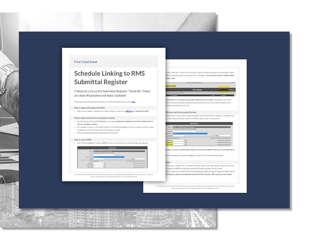 Schedule Linking to RMS Submittal Register | CPM Schedule Solutions ...